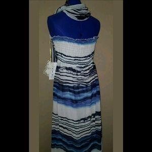 Vasna Desire | Dresses | Vasna Desire Scarf Blue Boho Stretch Dress ...
